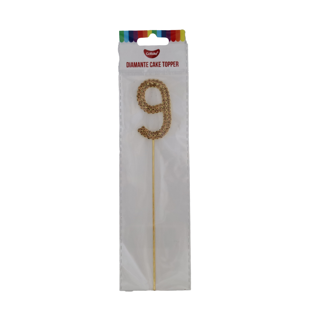 GoBake Diamante Gold Number 9 Cake Topper - Chef's Complements GoBake Diamante Gold Number 9 Cake Topper - Chef's Complements