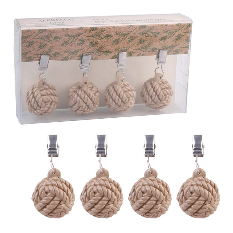 Alfresco Lane Tablecloth Weights Set Rope Balls Natural | NZ