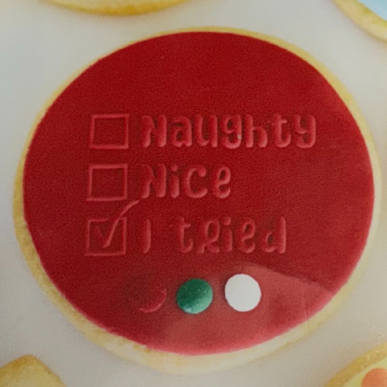 Sugar Crafty Cookie Embosser Stamp Naughty or Nice | Chef's Complements