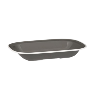 Ryner Melamine Evoke Grey White Rim Rectangular Platter 23cm